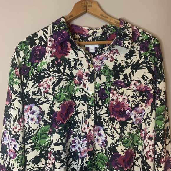 J. Jill | Tops | J Jill Spring Floral Flower All Over Print Button Up ...